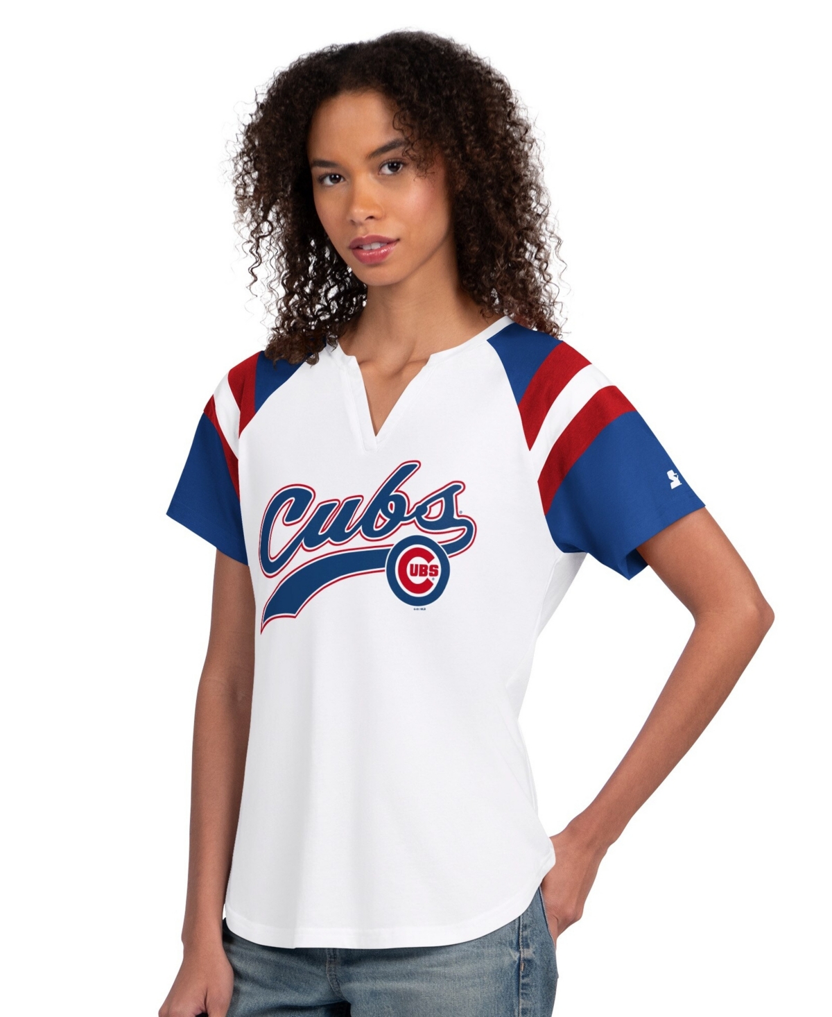 Click here for Starter Womens White Chicago Cubs Game On Notch Ne... prices