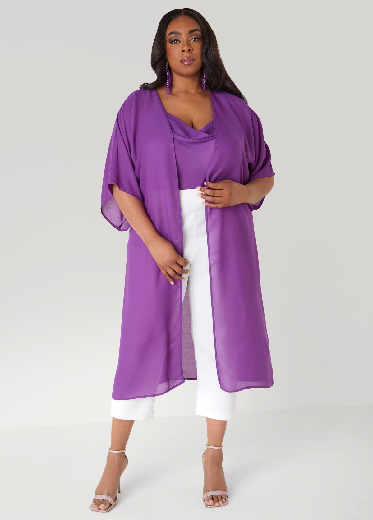 Click here for Ashley Stewart Plus Size Open Front Crepe Kimono -... prices