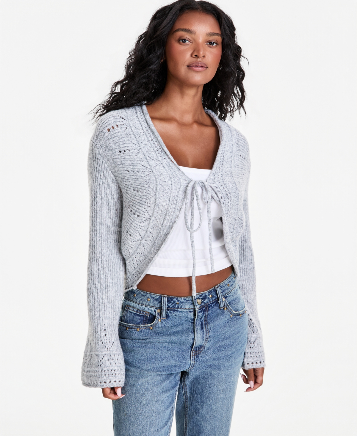 Click here for And Now This Womens Long-Sleeve Tie-Front Cardigan... prices