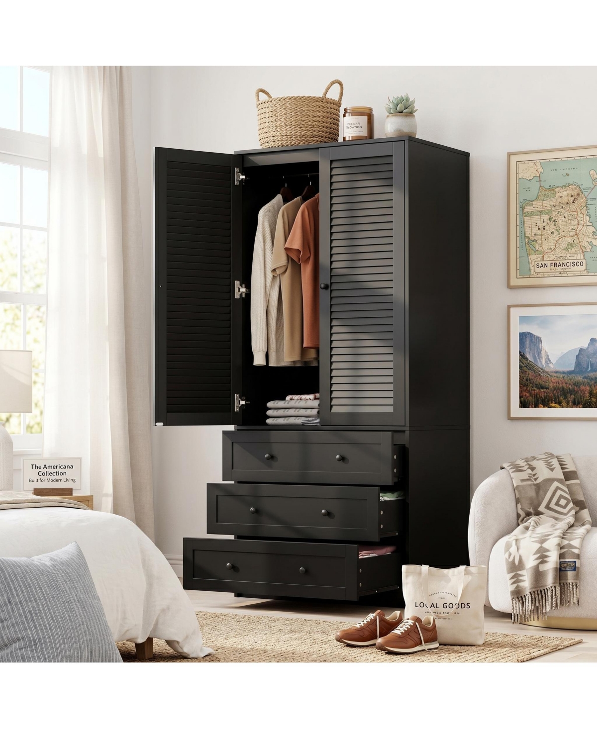 Click here for homfan 70 Wardrobe Armoire with 2 Doors and 3 Draw... prices