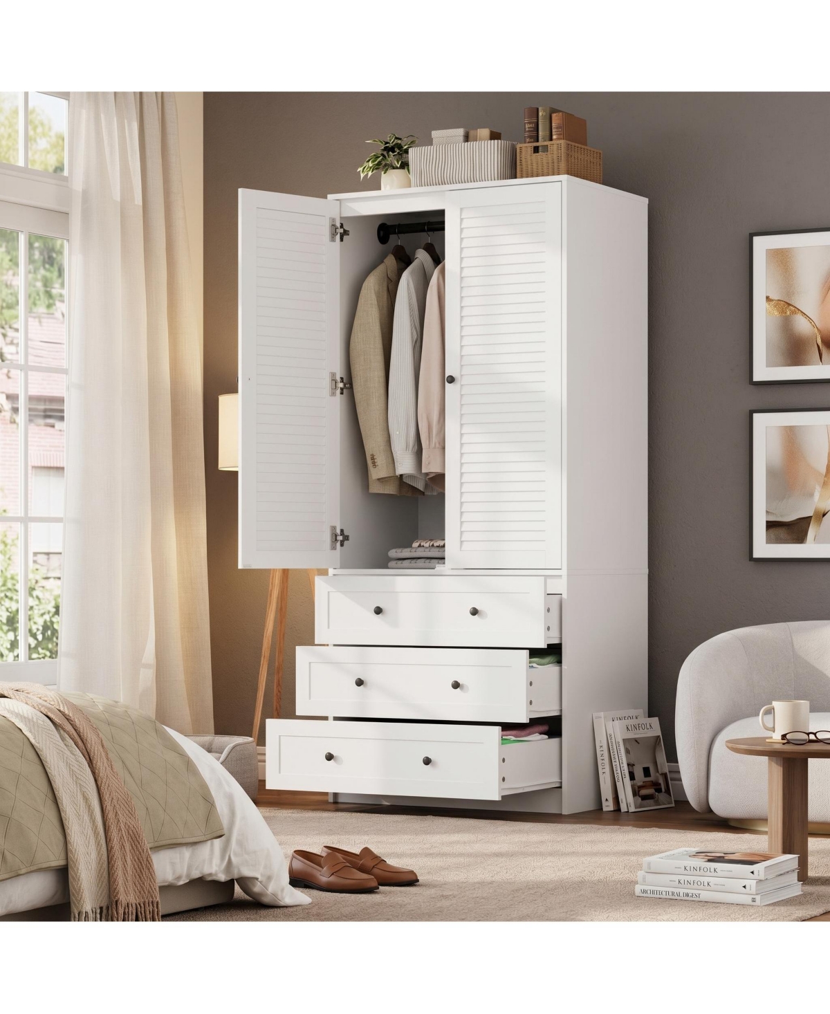 Click here for homfan 70 Wardrobe Armoire with 2 Doors and 3 Draw... prices