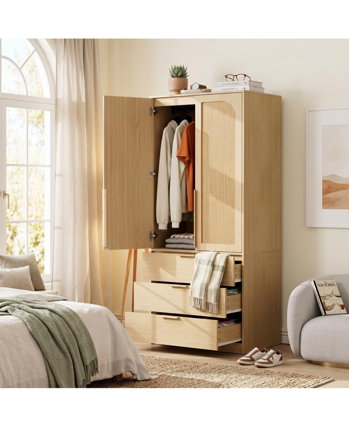 Click here for homfan 70 Wardrobe Armoire with 2 Doors and 3 Draw... prices