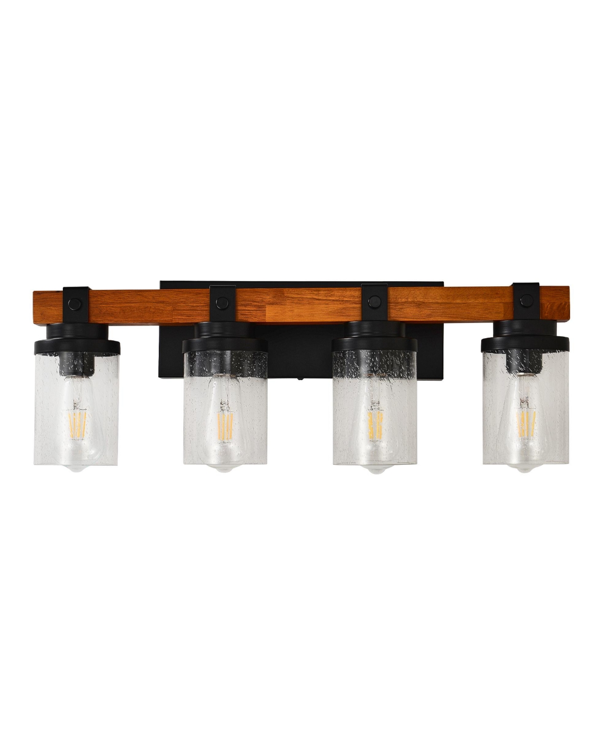 Click here for Midola 4-Light -Matte Black And Wooden Wall Lamps... prices