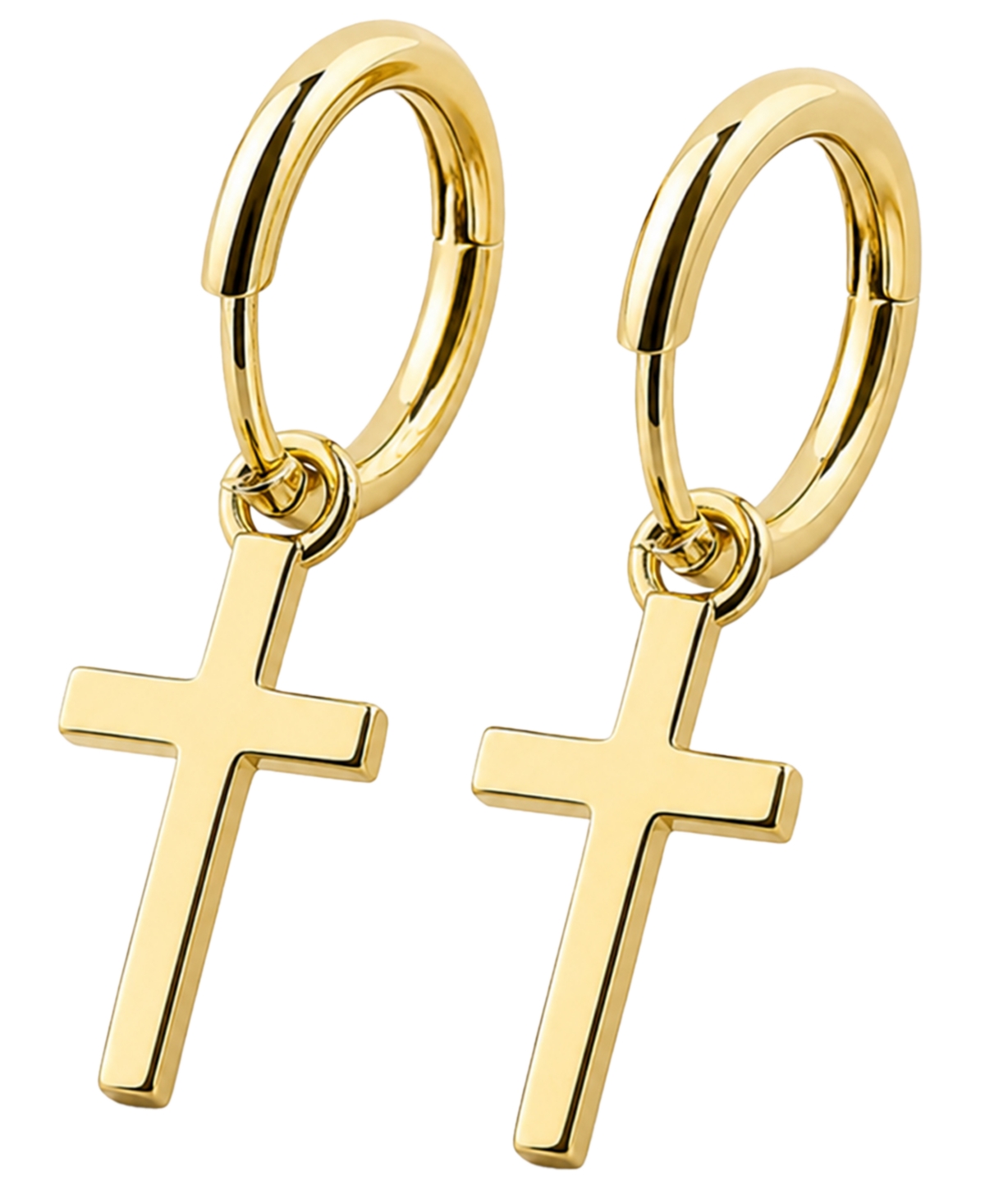 Click here for Rhona Sutton Mens Classic 14K Gold Cross Hoop Earr... prices