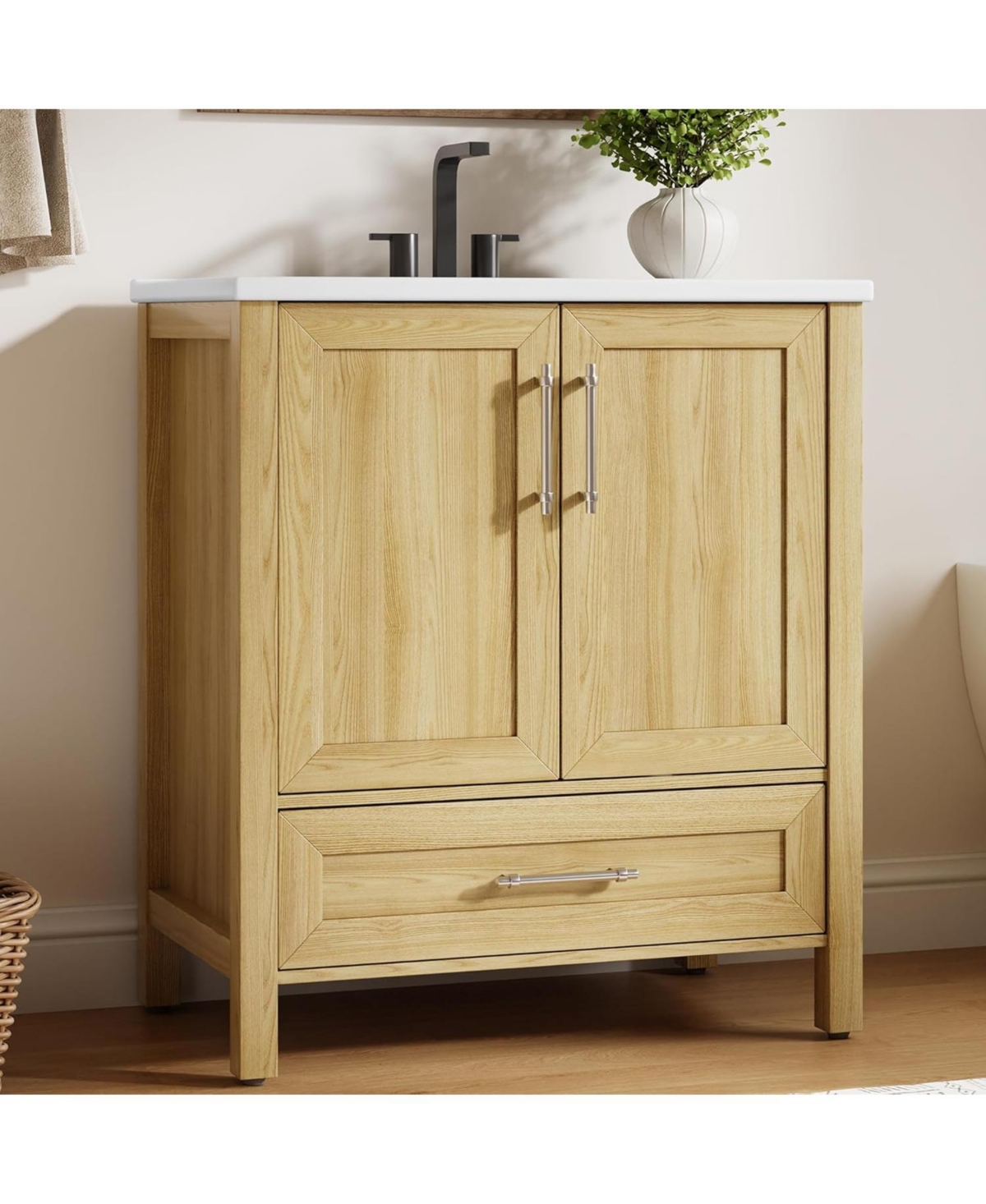 Click here for gaomon 30 Natural Wood Freestanding Bathroom Vanit... prices
