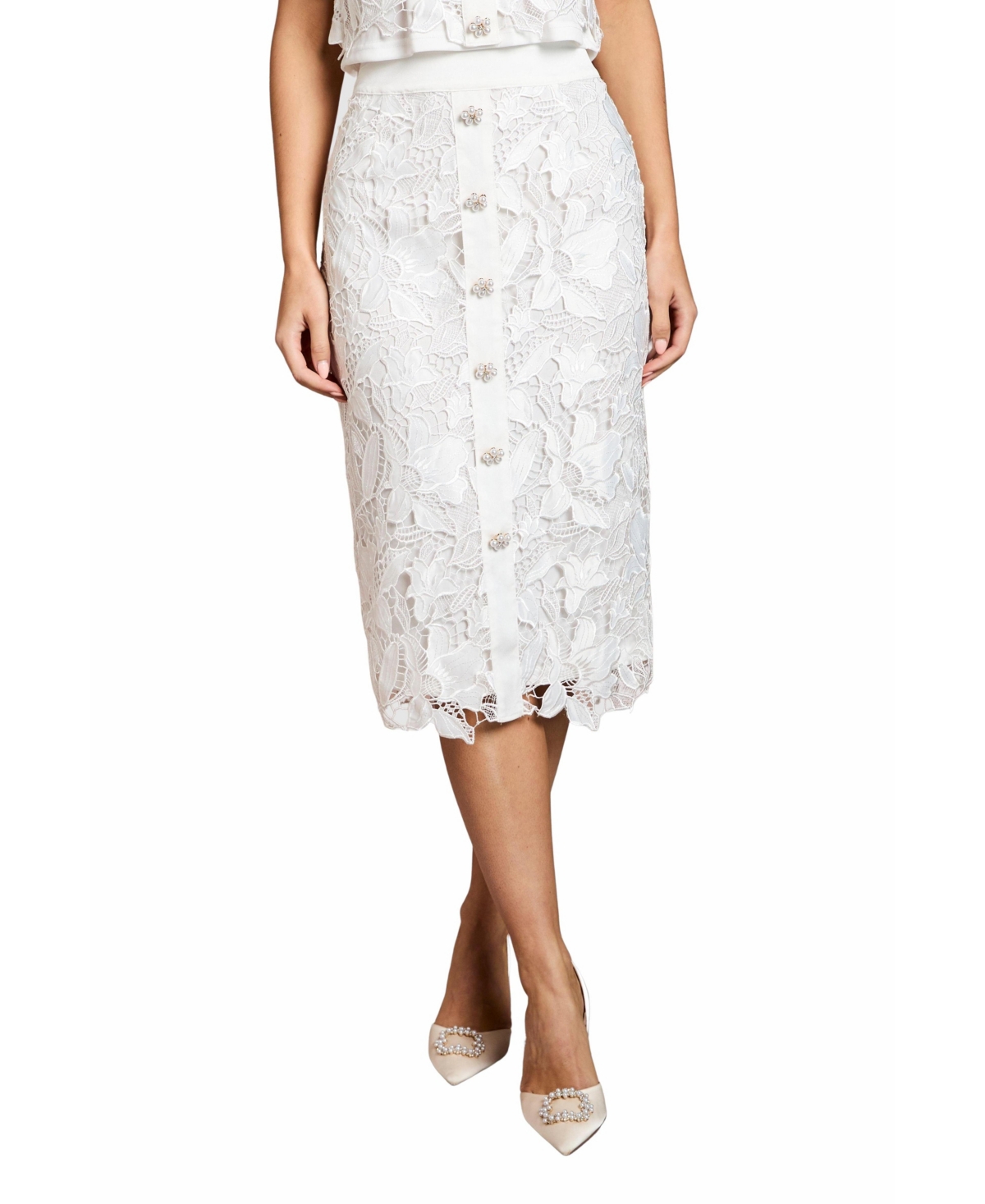 Click here for Coast Womens Lace Pencil Skirt - Ivory prices