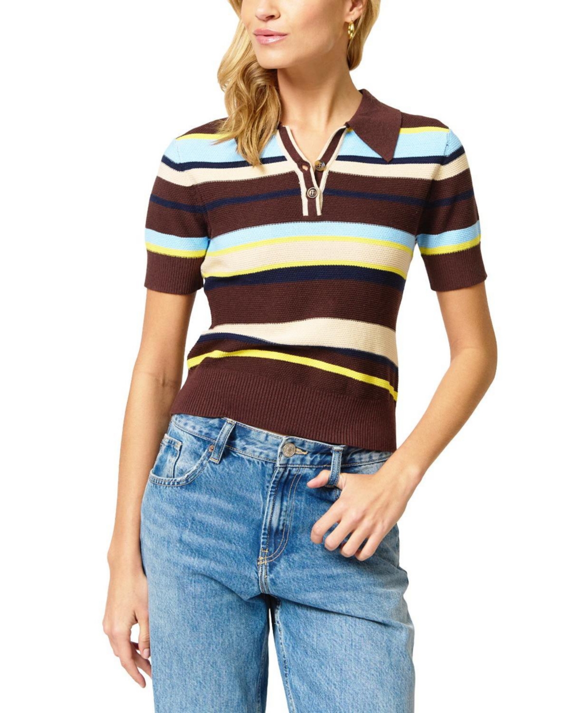 Click here for Central Park West Womens Marlon Pique Stripe Polo... prices