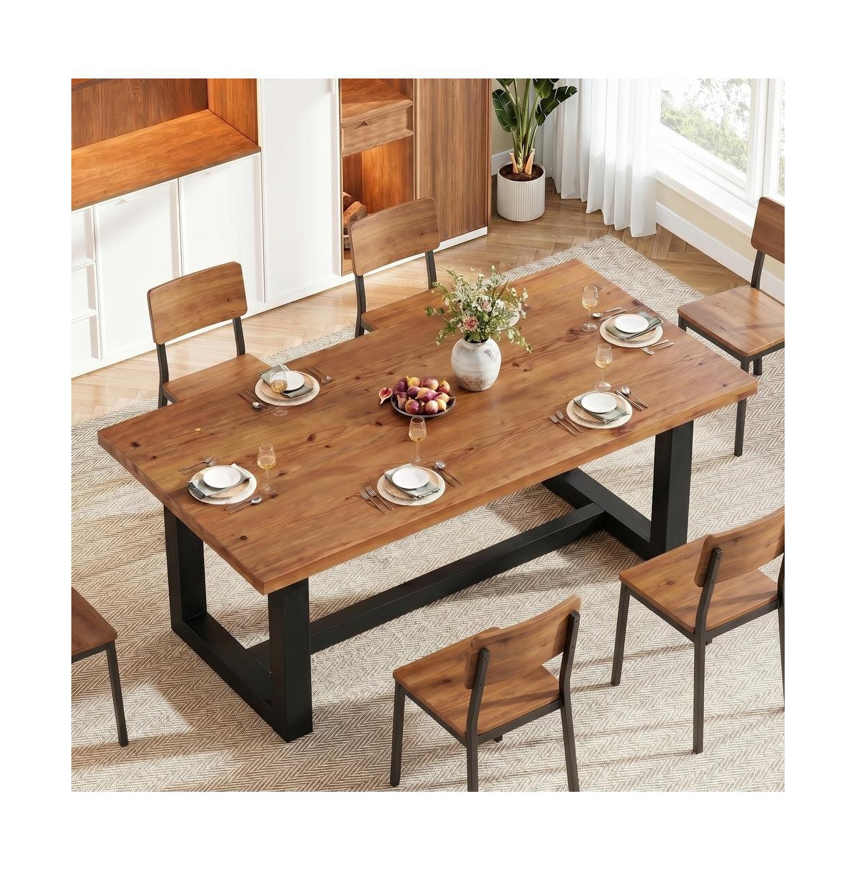 Click here for Tribesigns 63 Farmhouse Rectangle Wood Kitchen Din... prices