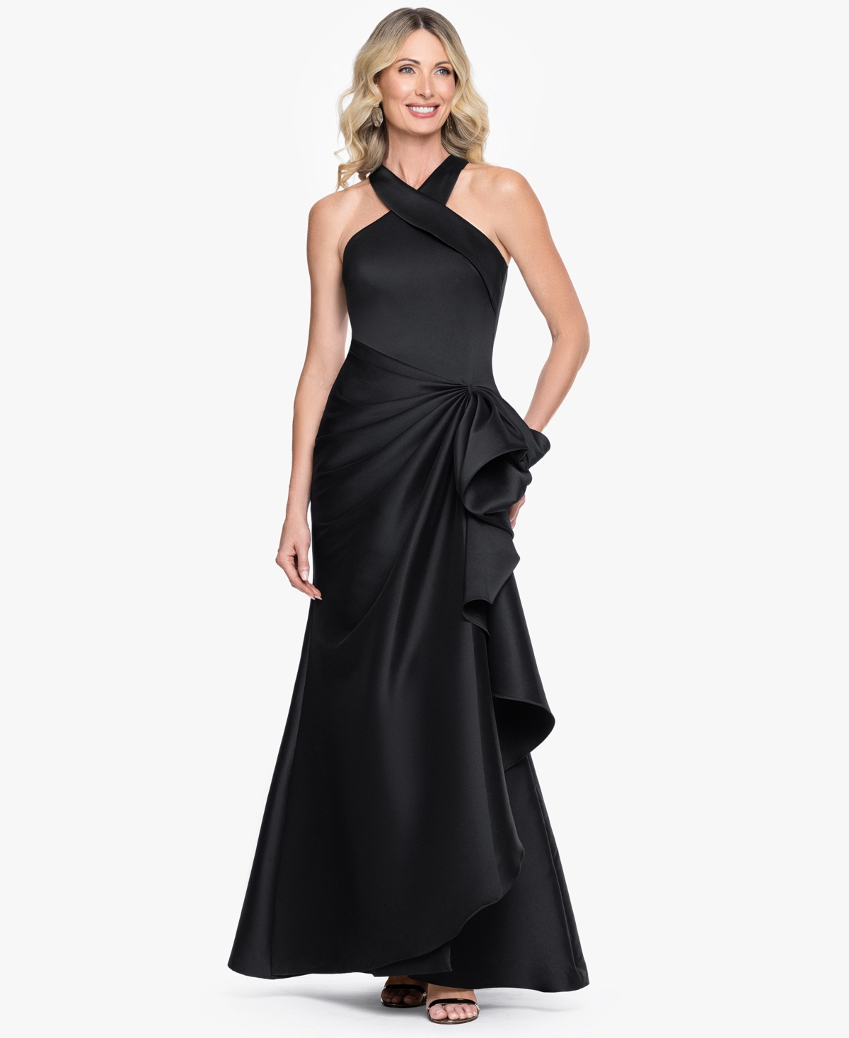 Click here for Xscape Womens Stretch Mikado Halter Neck Ball Gown... prices