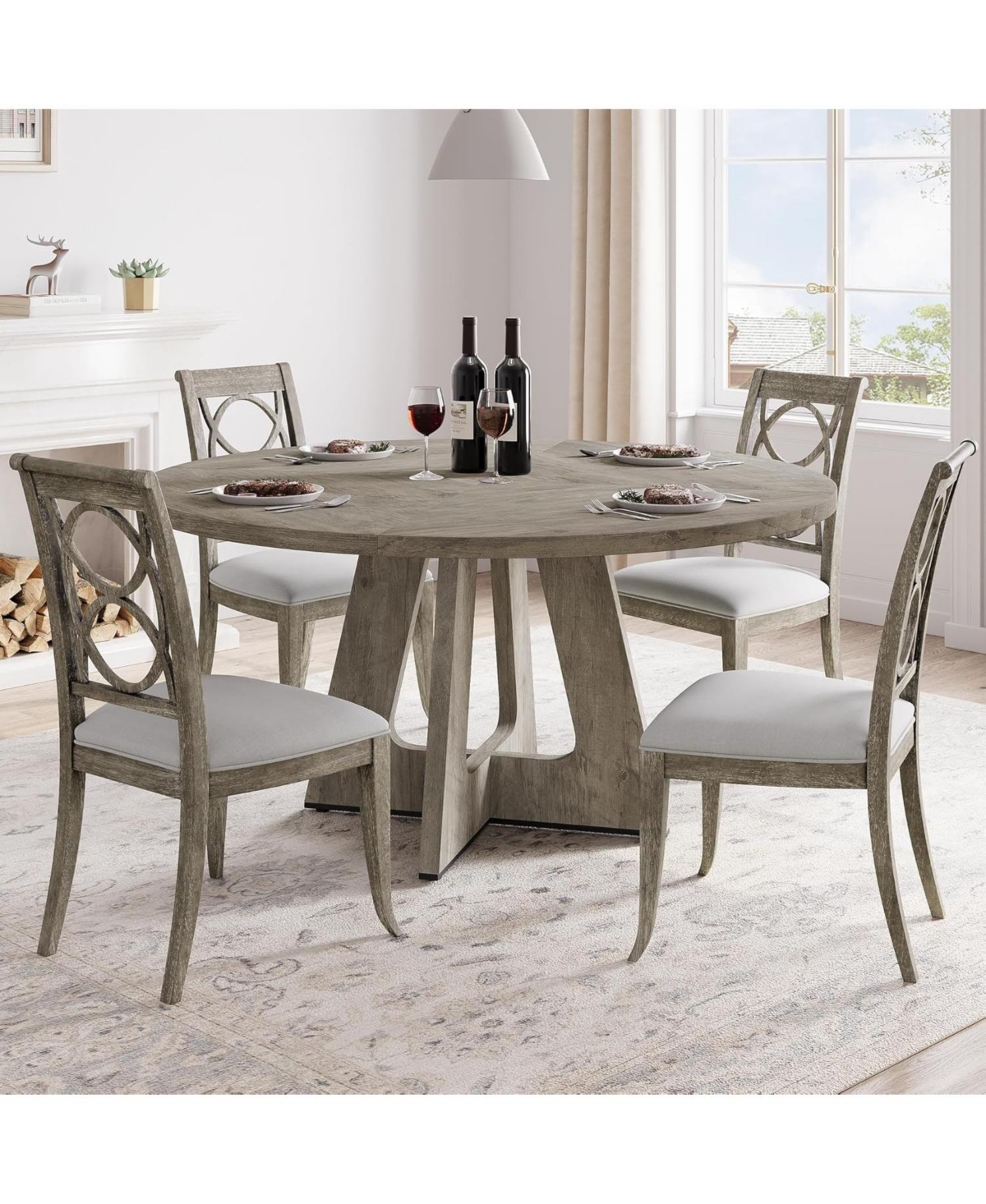 Click here for gaomon 47 Inch Farmhouse Kitchen Round Dining Tabl... prices