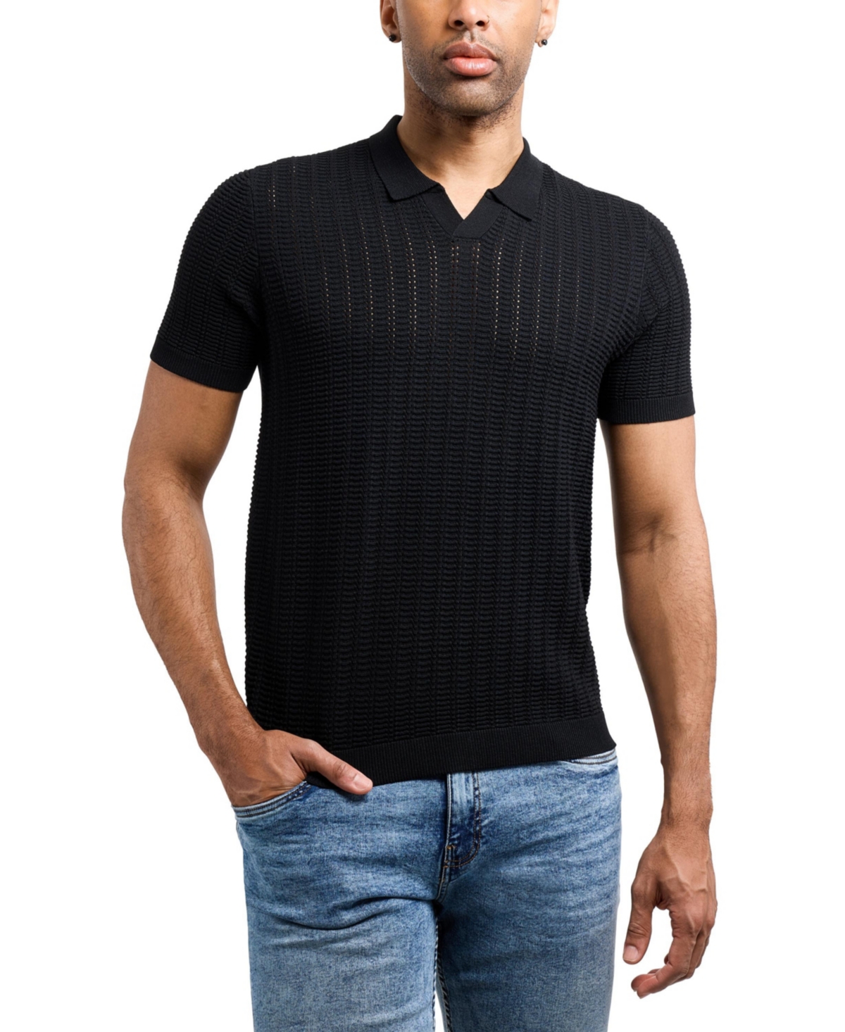 Click here for Xray Mens Johnny Collar Textured Rib Rows Sweater... prices