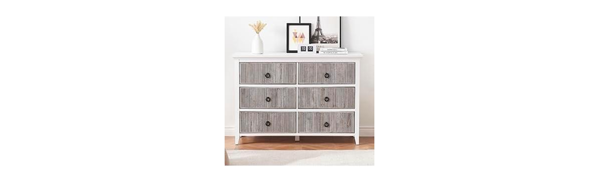 Click here for gaomon 6-Drawer Fluted Dresser  Wide Wood Chest wi... prices