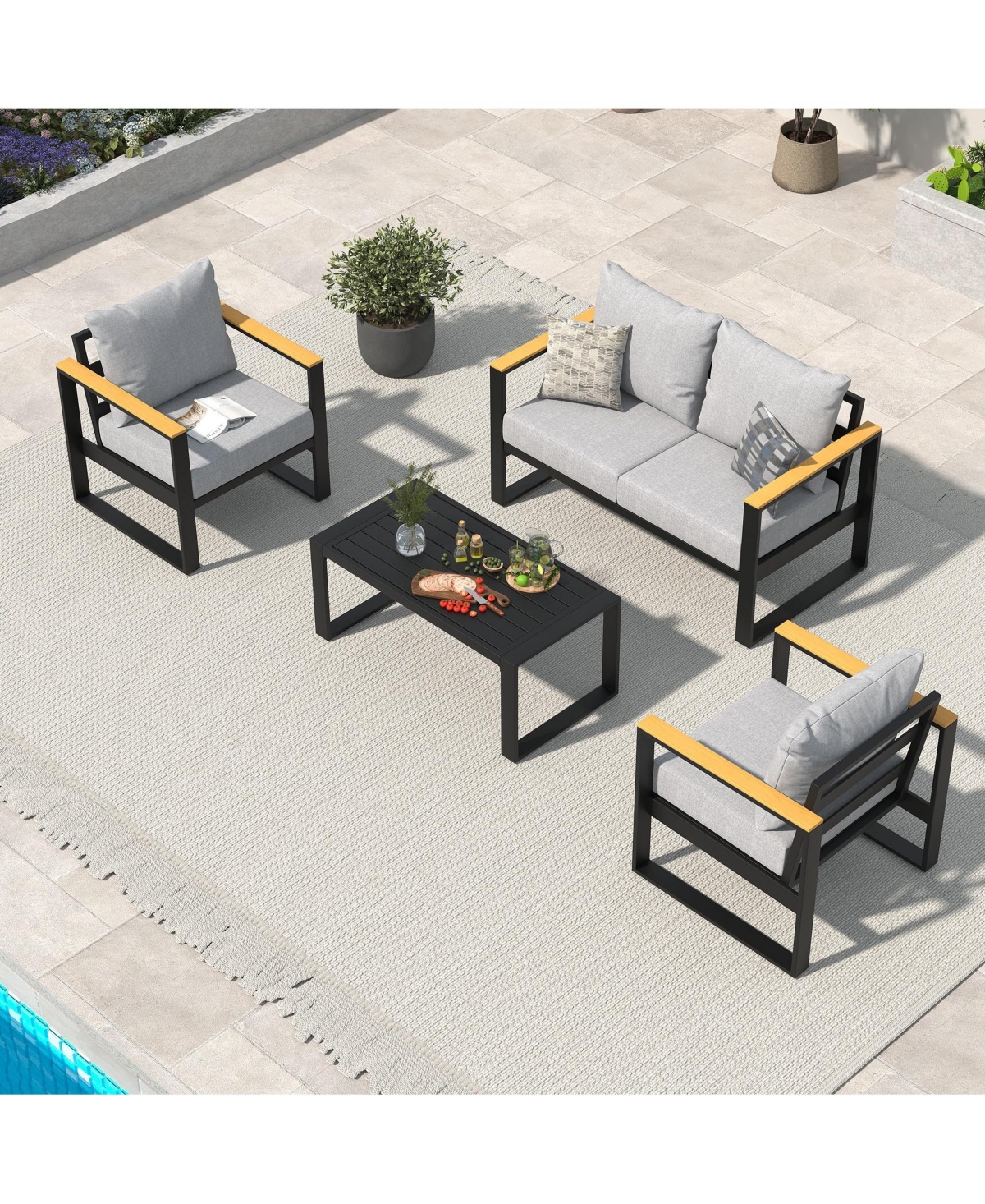 Click here for homfan 4-Piece Sofa Set with Coffee Table  Comfort... prices