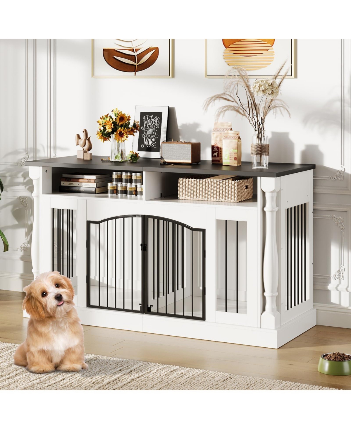 Click here for homfan Roman Column 63 Inch Large Dog Crate Furnit... prices