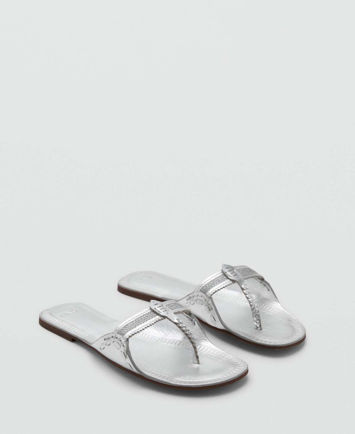 Click here for Mango Womens Metallic Leather Sandals - Silver prices