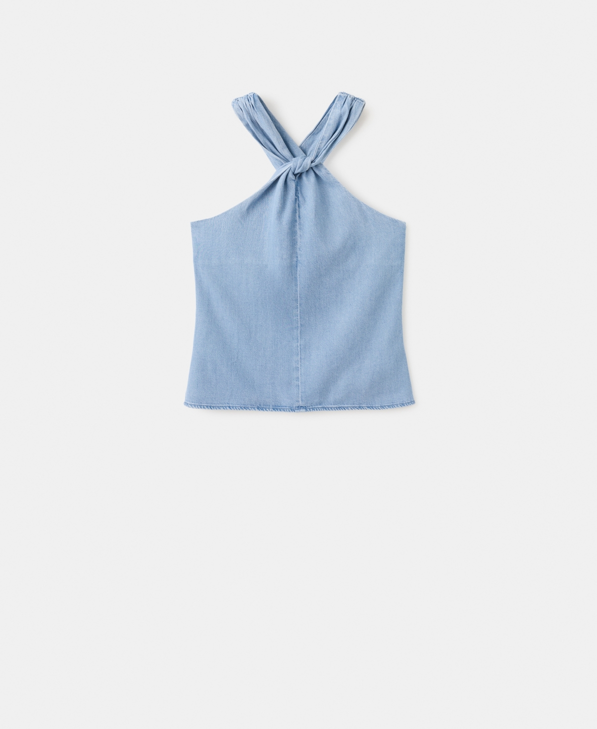 Click here for Mango Womens Crossed-Strap Denim Top - Light Blue prices