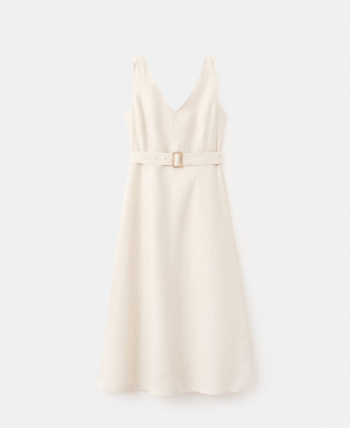Click here for Mango Womens Belt Linen Midi-Dress - Ecru prices