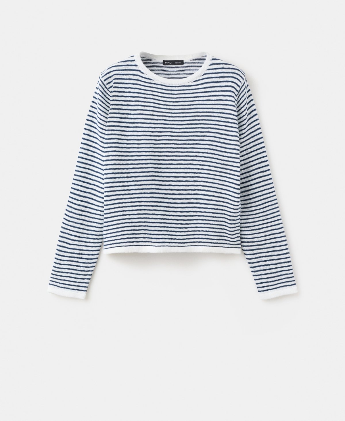 Click here for Mango Womens Knit Striped Sweater - Navy prices