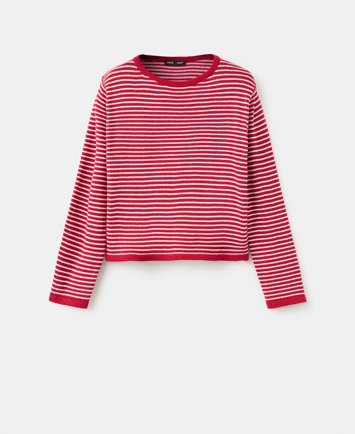 Click here for Mango Womens Knit Striped Sweater - Red prices