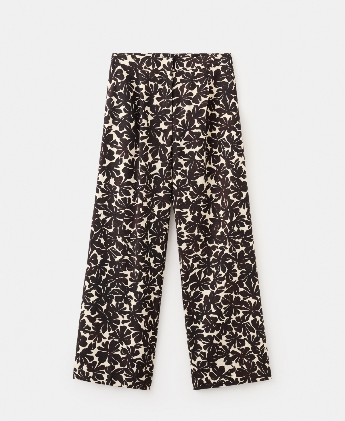 Click here for Mango Womens Floral Print Straight Pants - Ecru prices