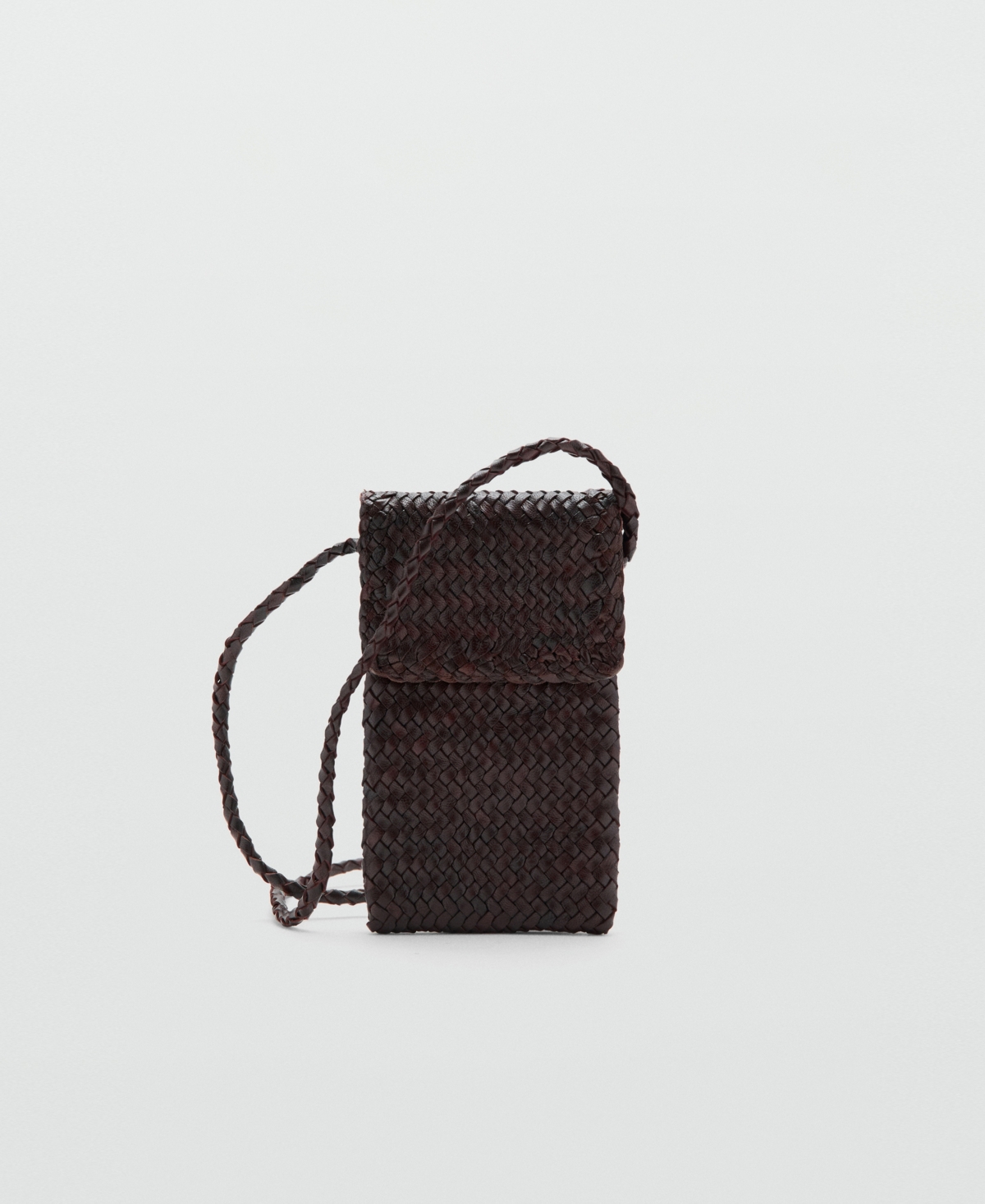Click here for Mango Womens Braided Leather Mobile Phone Case - C... prices