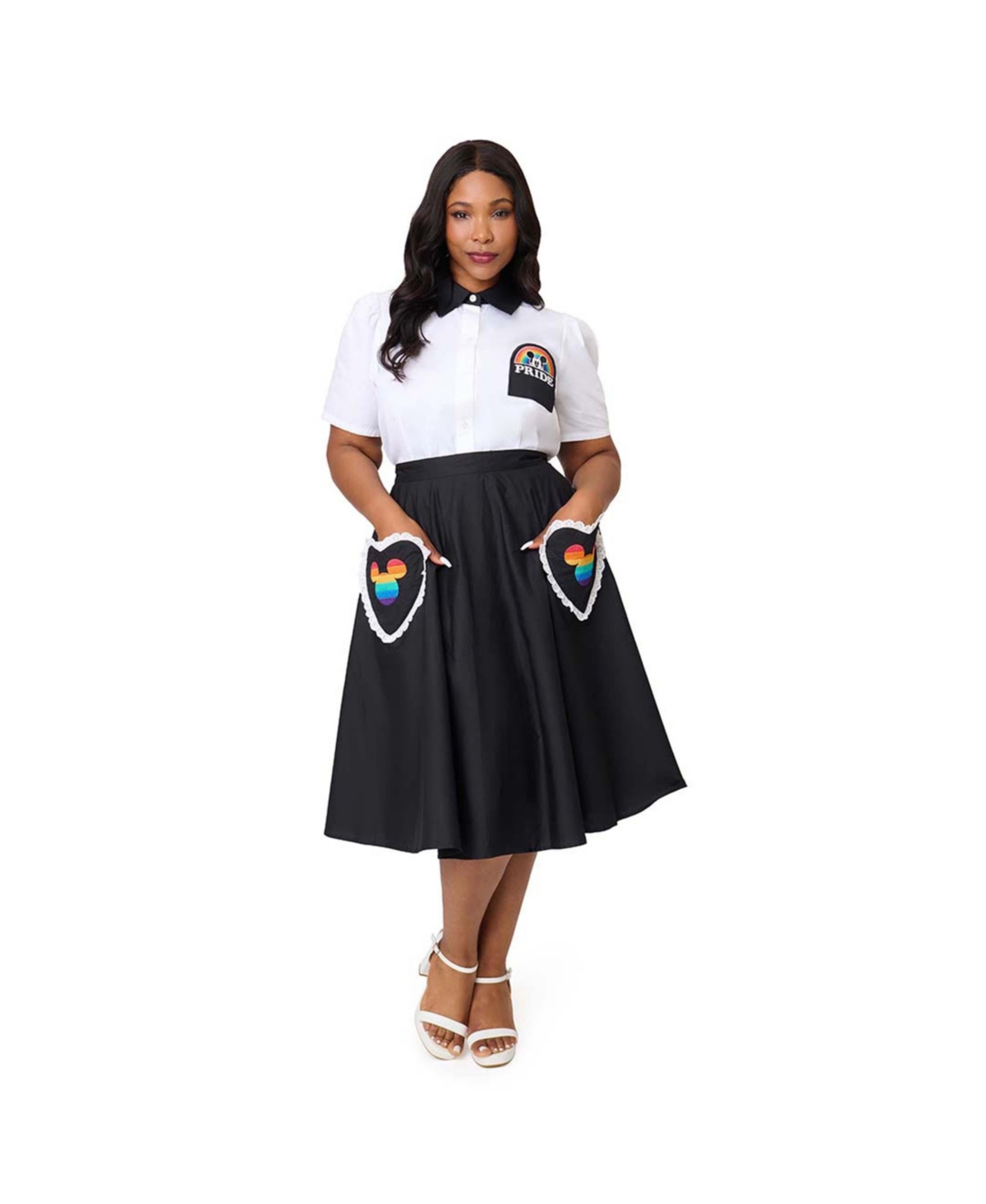 Click here for Unique Vintage Plus Size Sally Swing Skirt - Black... prices