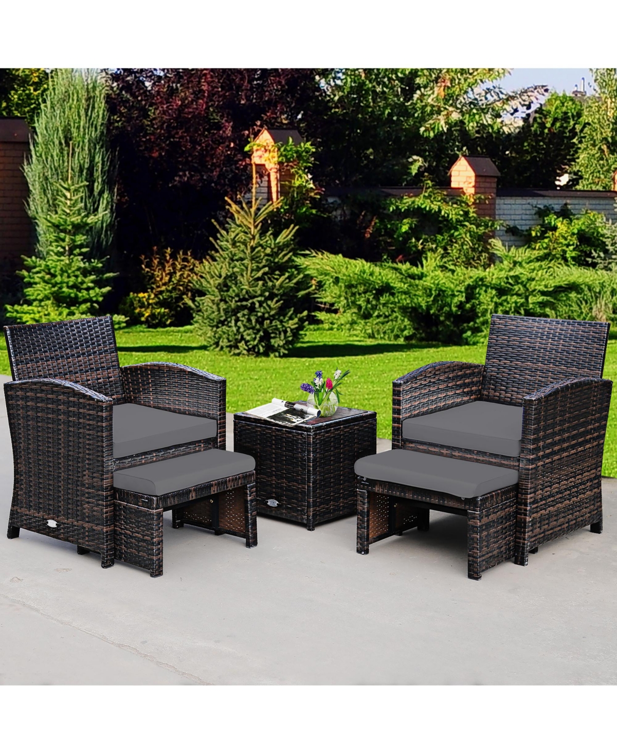 Click here for Costway 5Pieces Patio Rattan Wicker Furniture Set... prices