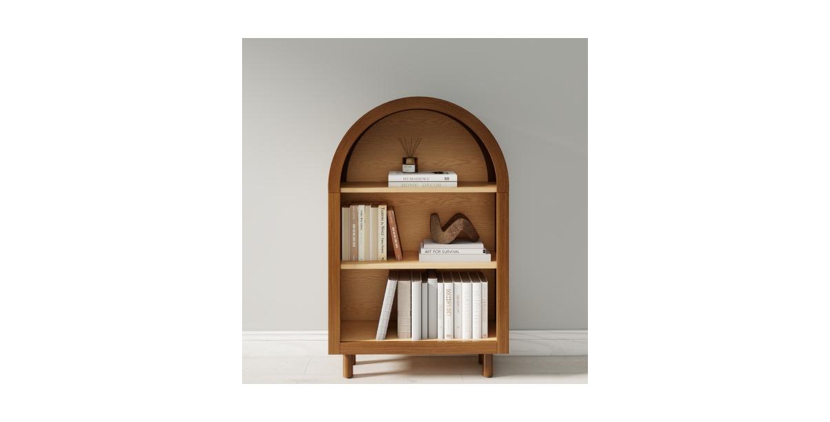 Click here for Flynama Arched Top 3-Tier Open Bookshelf Glaze Fin... prices
