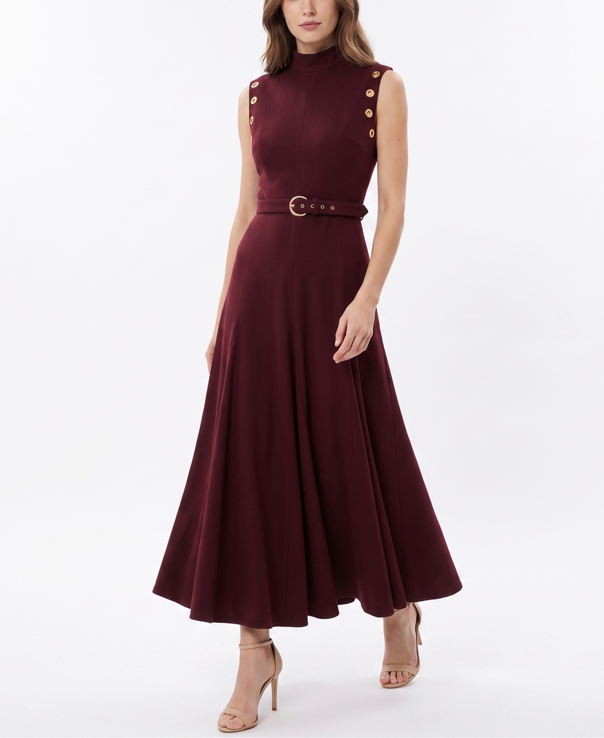 Click here for Taylor Womens Belted Mock Neck Grommet Dress - Mar... prices