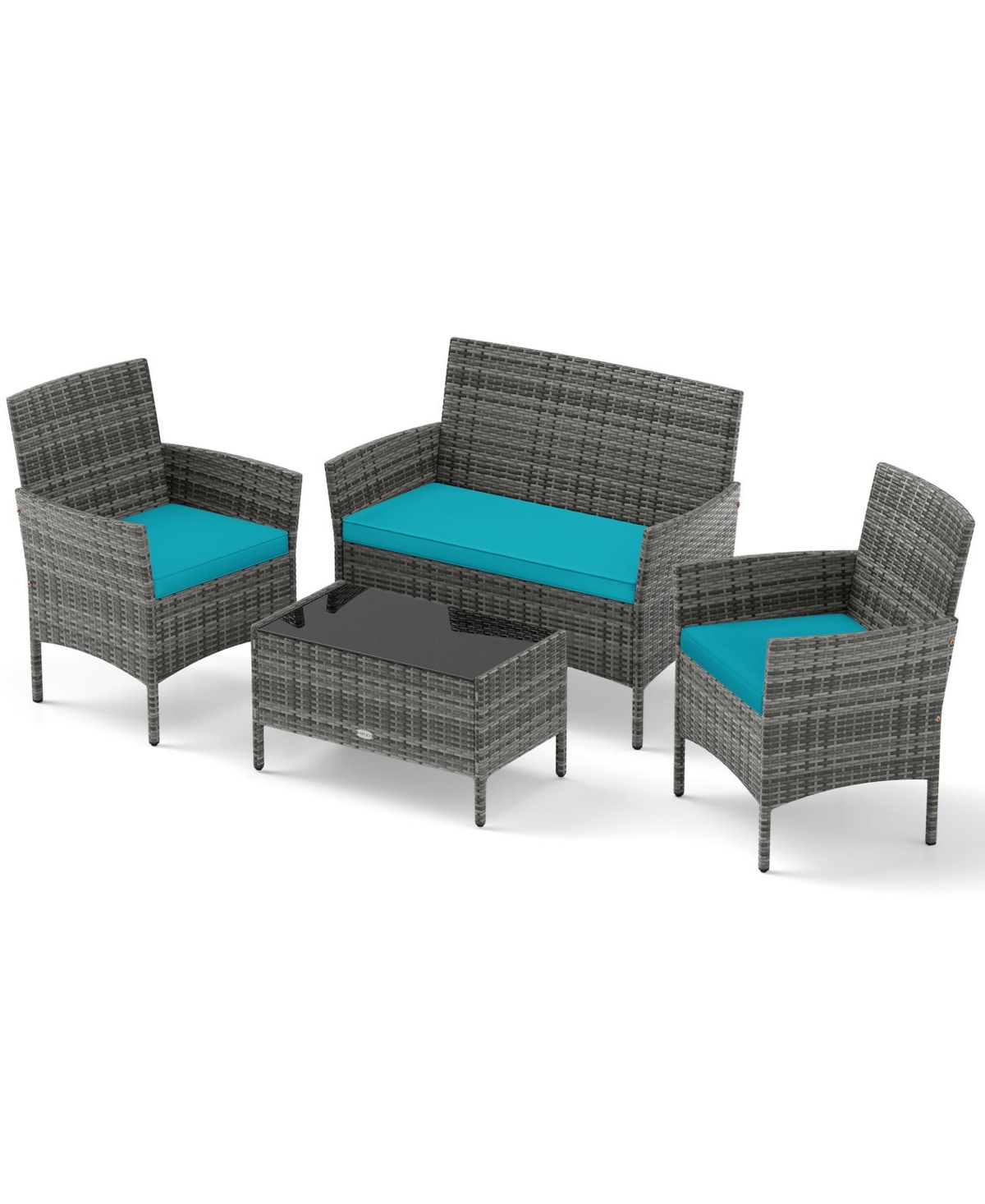 Click here for Sugift 4 Pieces Patio Rattan Conversation Set with... prices