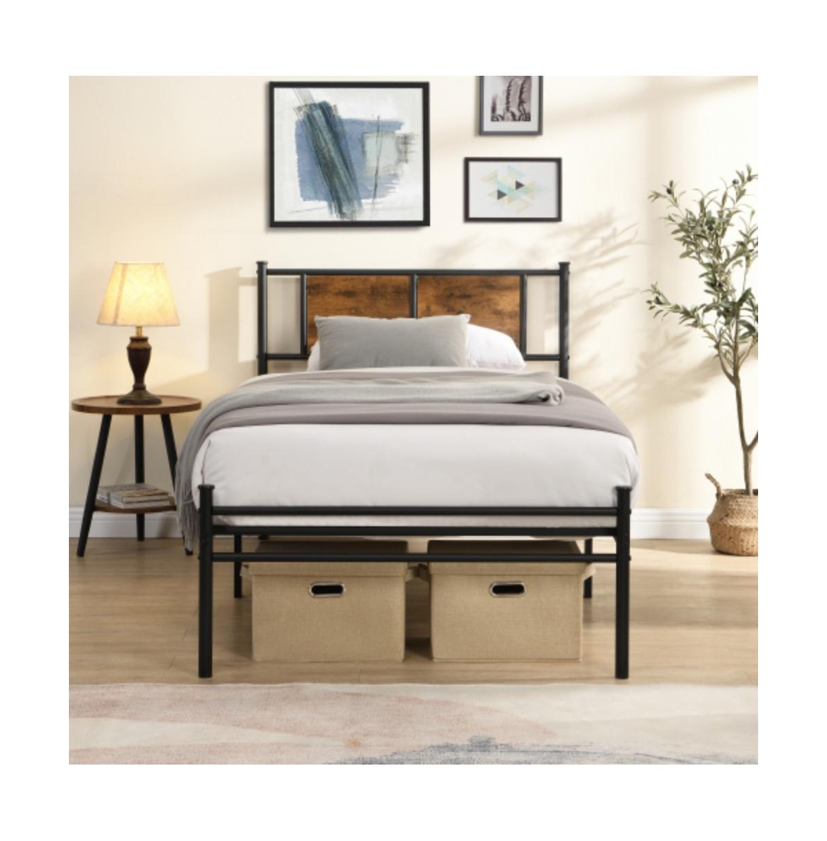 Click here for Lucky One Twin Size Metal Bed Frame with Wood Pane... prices