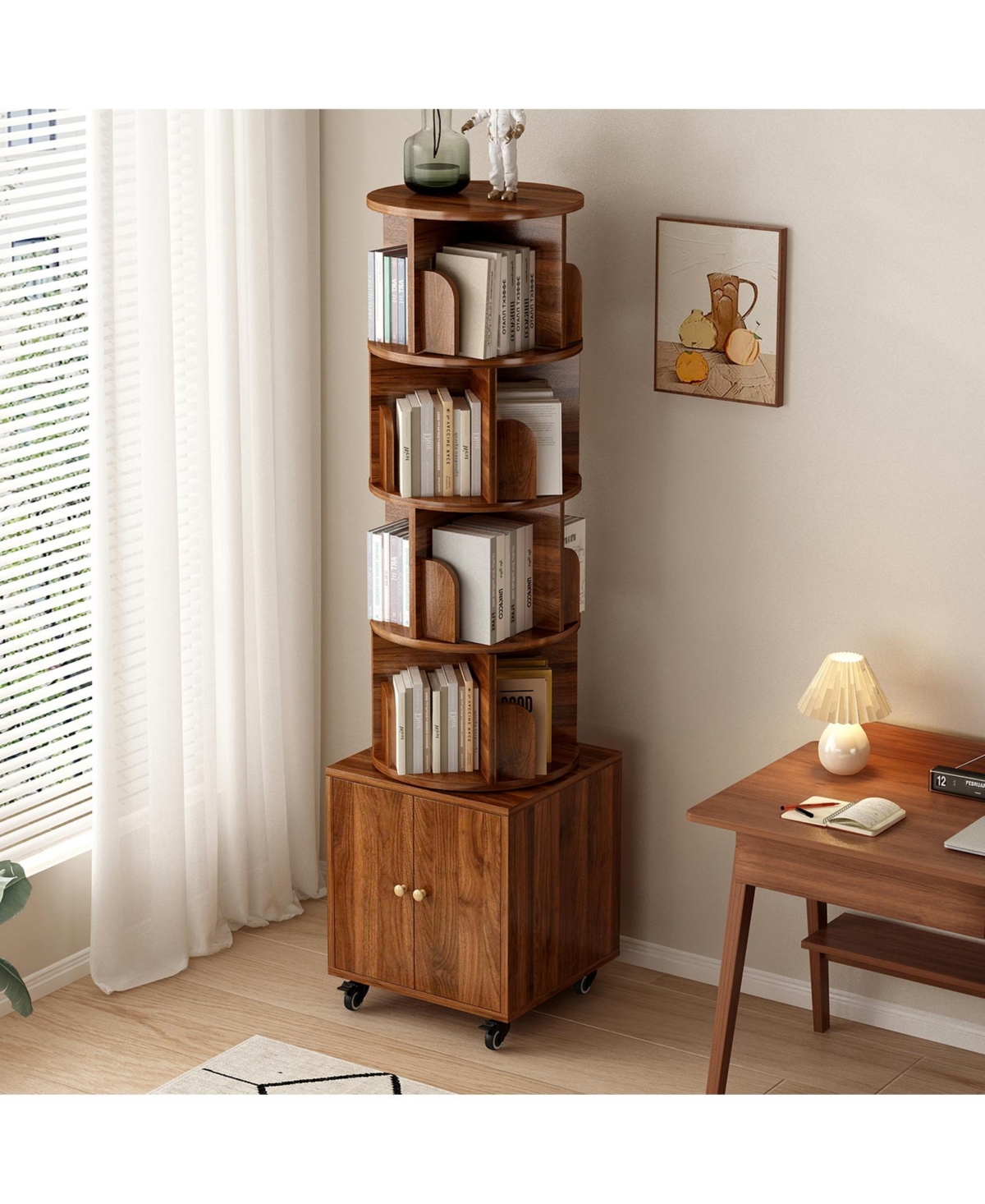 Click here for Flynama 5-Tier Rotating Bookshelf with Closed Draw... prices
