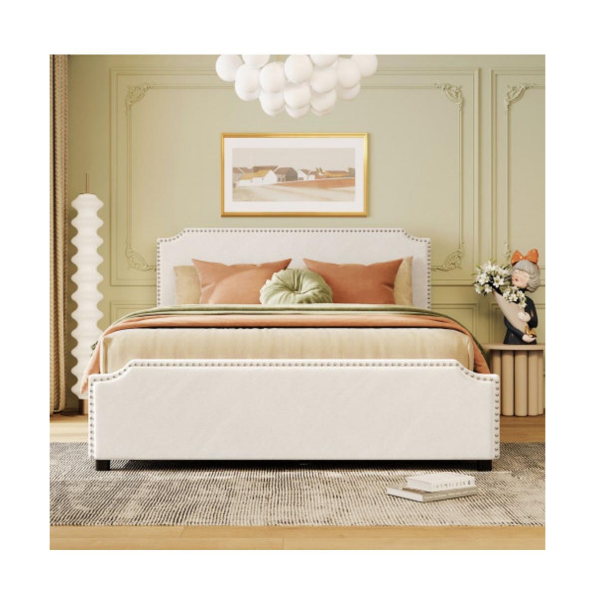Click here for Lucky One Queen Size Upholstered Platform Bed with... prices