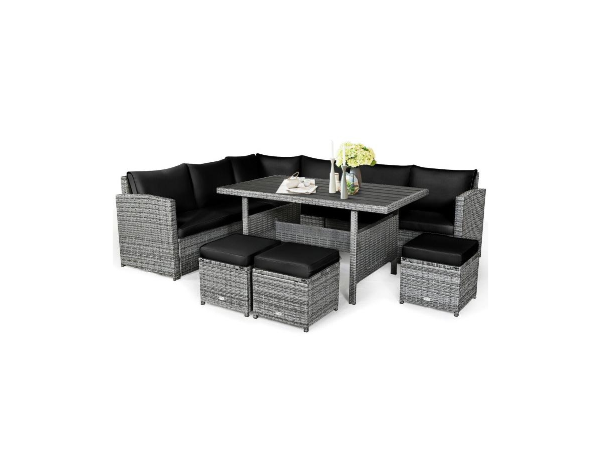 Click here for Mondawe 7 Pieces Patio Rattan Dining Furniture Sec... prices