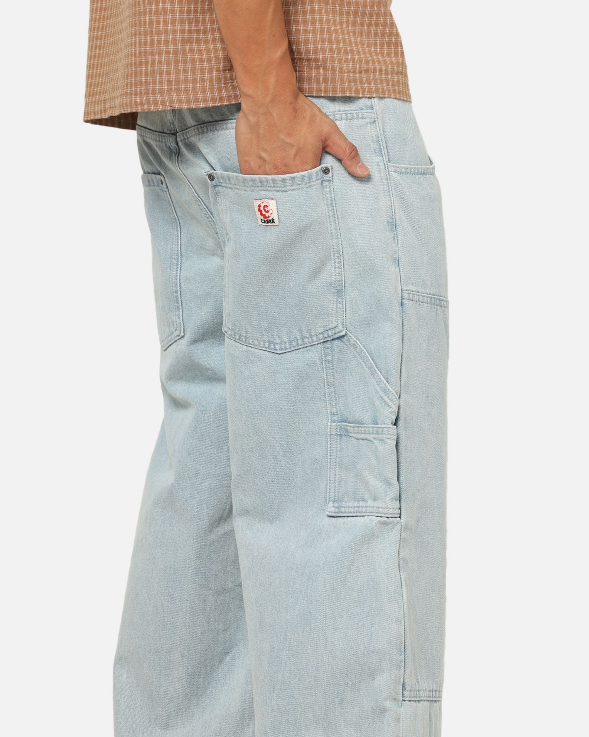 Click here for Carre Mens Baggy Work Jeans - Light Blue prices