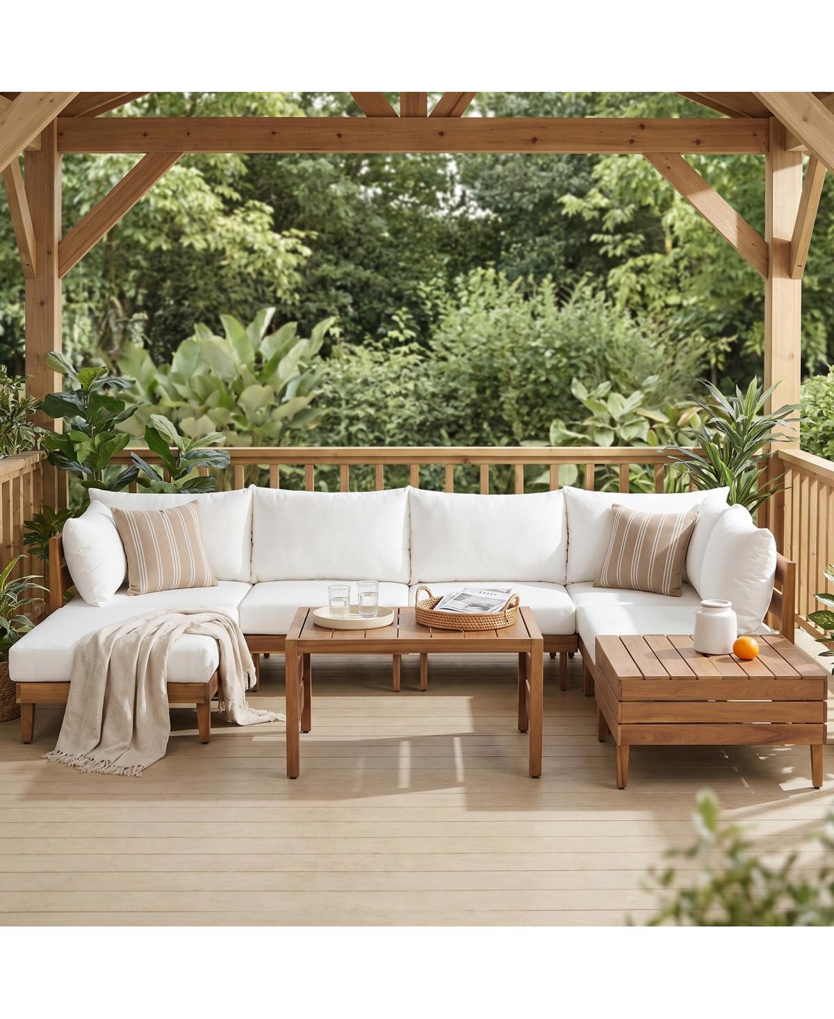 Click here for Asagikoiai 8 Piece Acacia Wood Outdoor Sectional S... prices