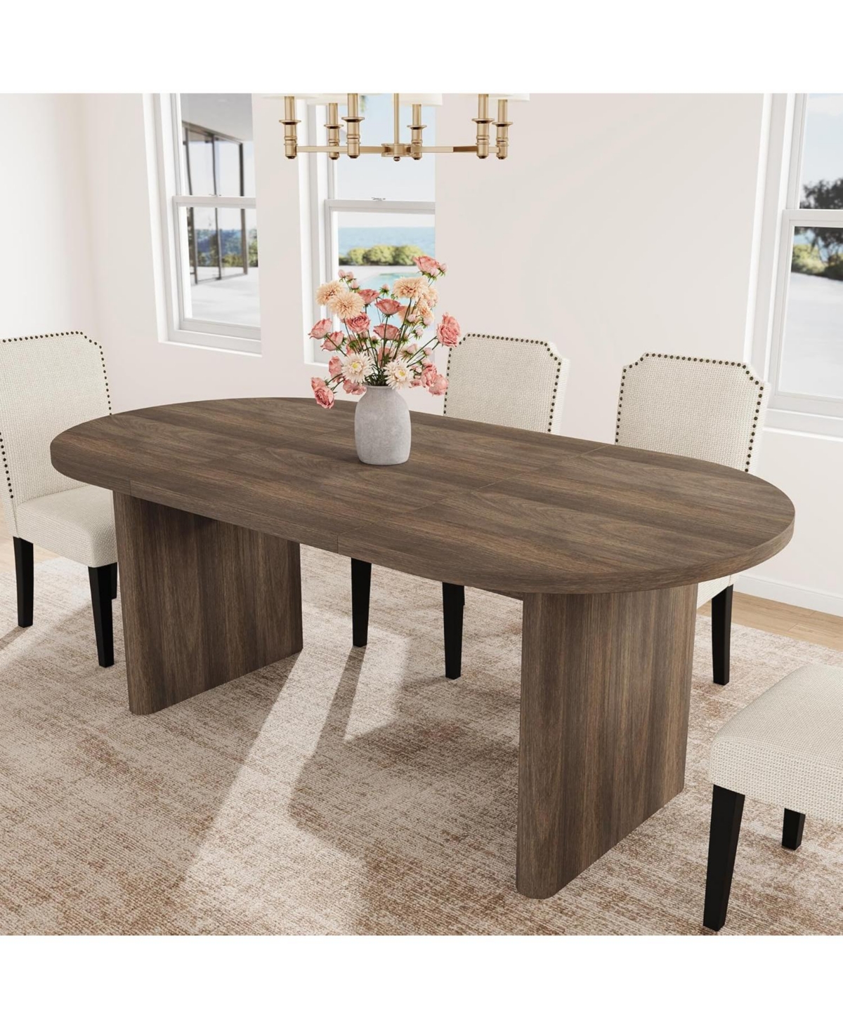 Click here for homfan 5 Piece 63 Inch Oval Dining Table Set 1 Tab... prices