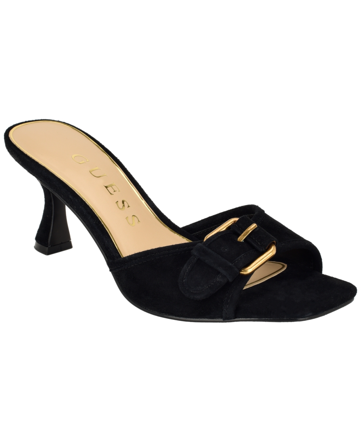 Click here for Guess Womens Dista Buckle Kitten Heel Sandals - Bl... prices