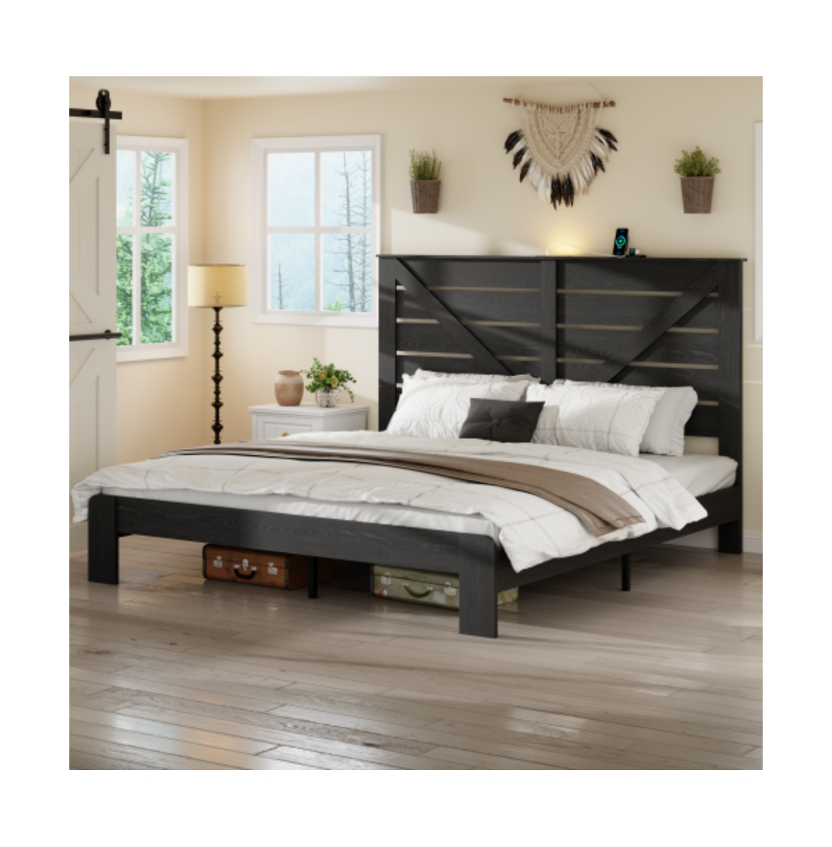 Click here for Lucky One King Size Wood Platform Bed Frame with M... prices