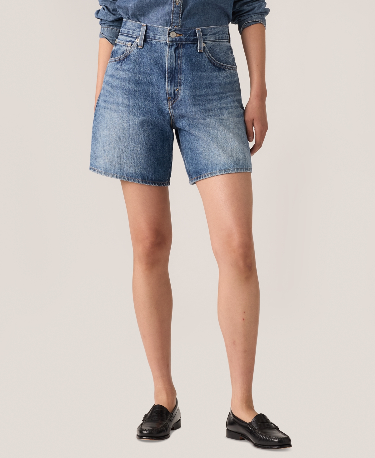 Click here for Levis Womens High-Rise Baggy Denim Shorts - Worn M... prices