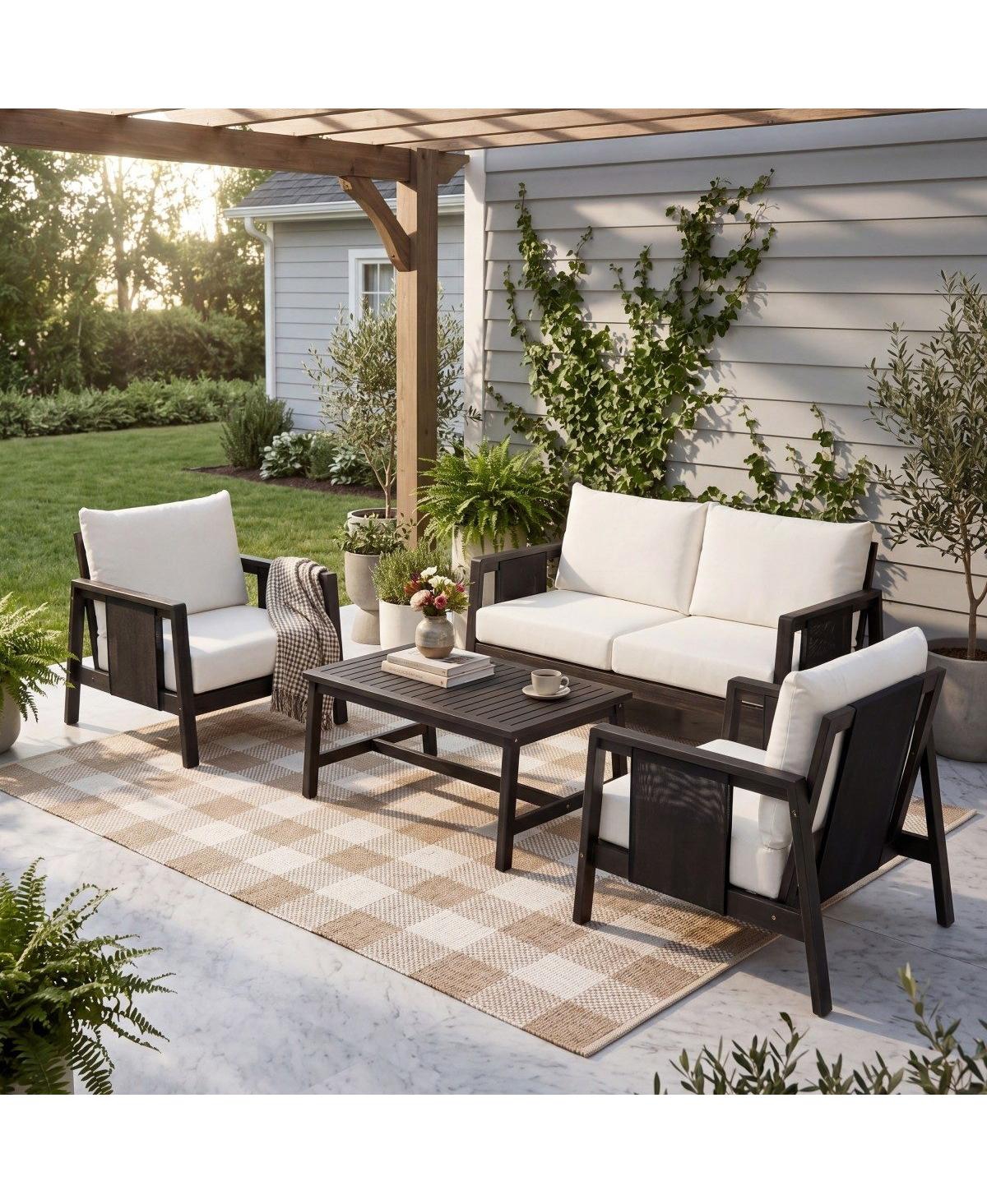 Click here for Asagikoiai Modern 4 Piece Outdoor Sofa Set Acacia... prices