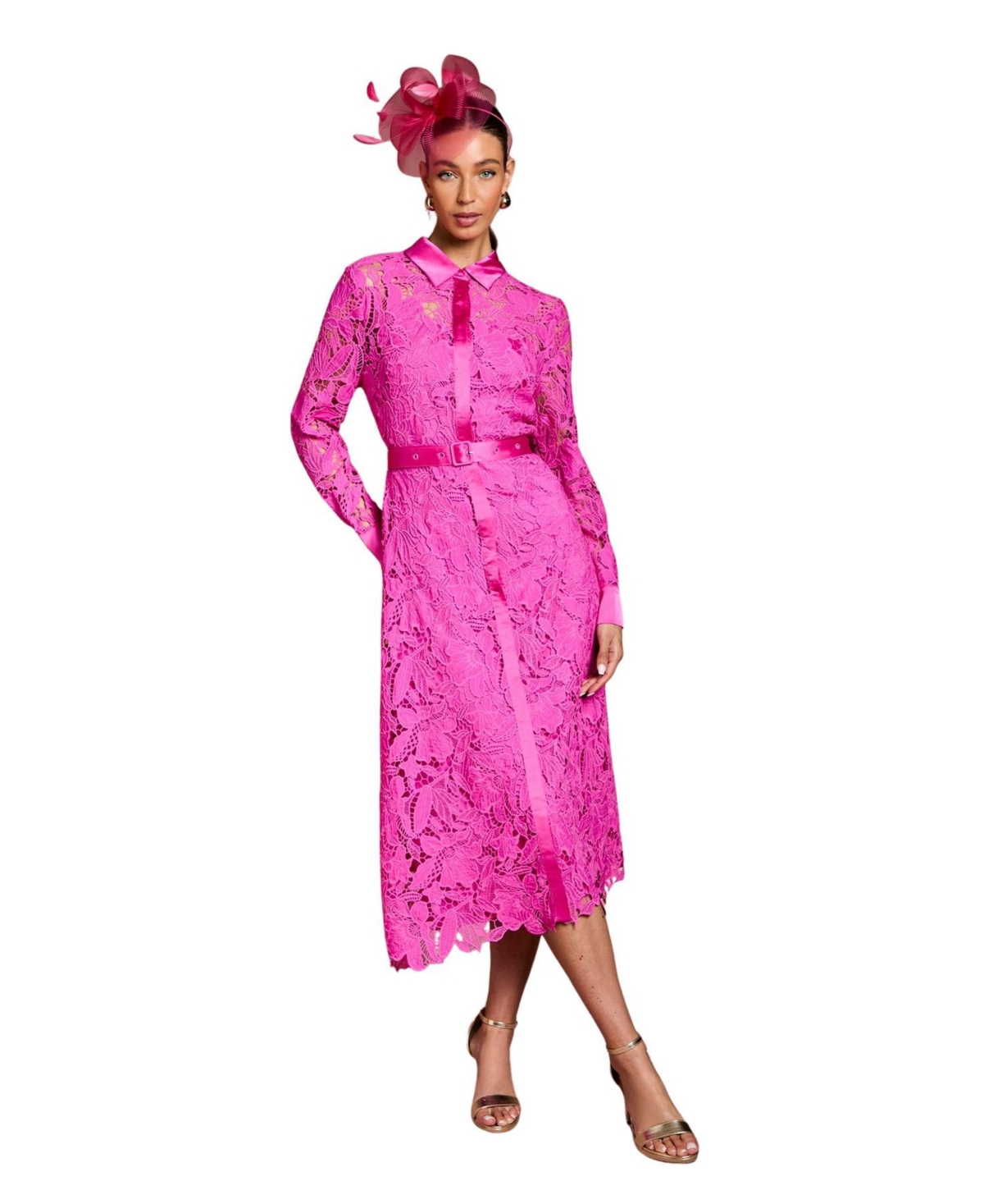 Click here for Coast Womens Lace Shirt Long Sleeve Dress - Magent... prices