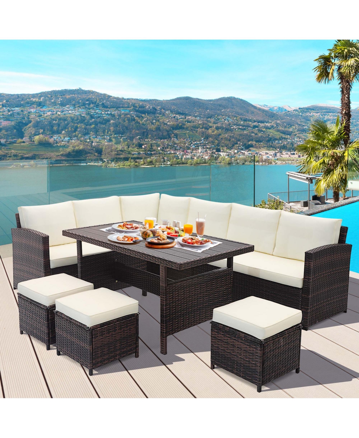 Click here for Costway 7 Piece Patio Furniture Set Rattan Section... prices