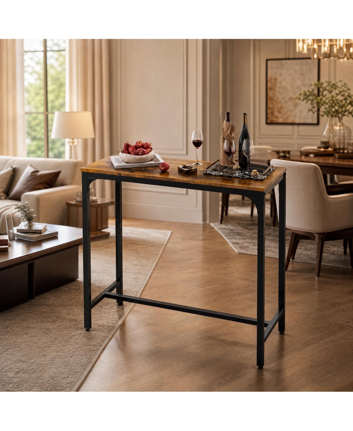 Click here for homfan Bar Table with Engineered Wood Top and Stee... prices