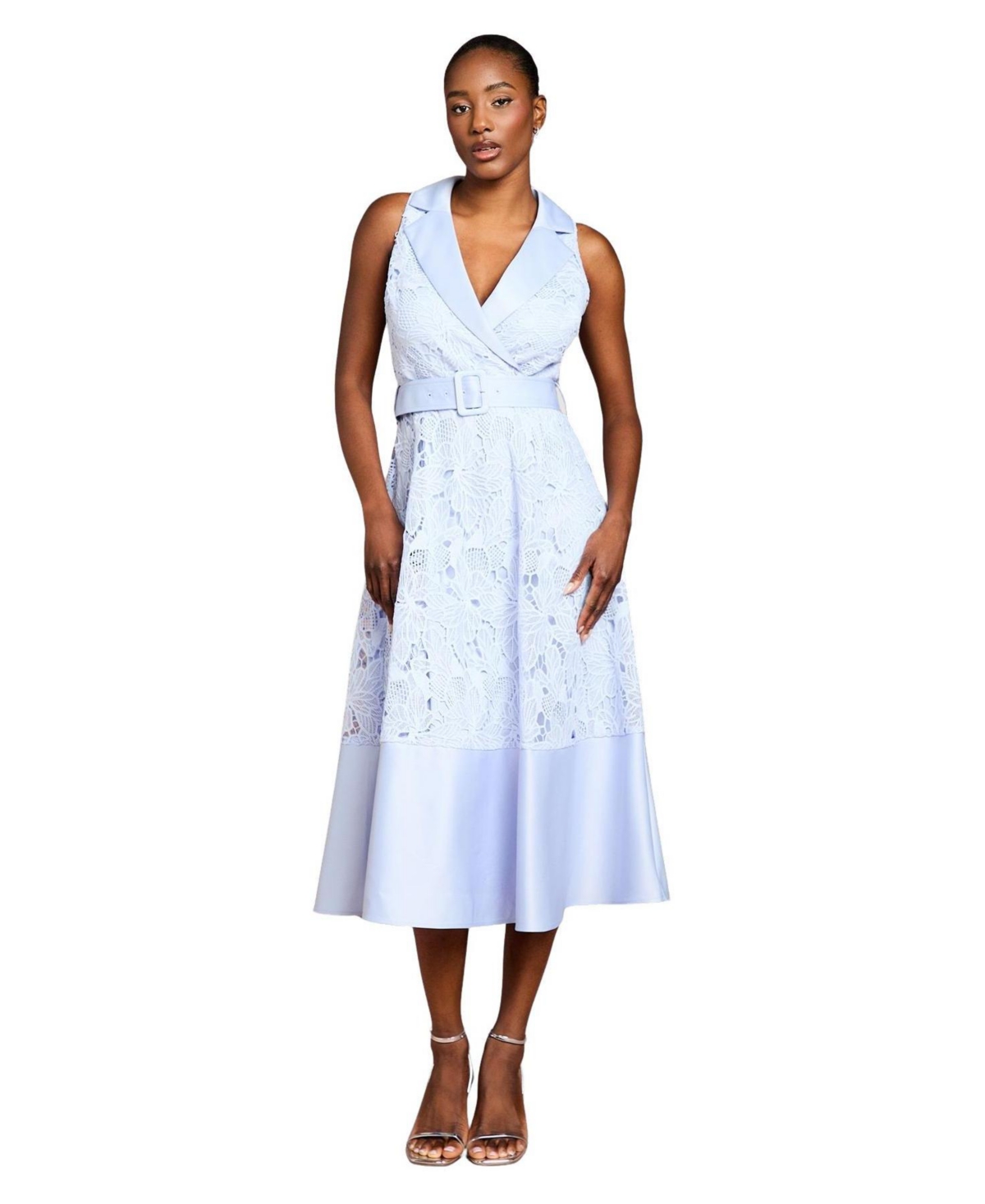 Click here for Coast Womens Satin Trim Lace Collard Midi Dress -... prices