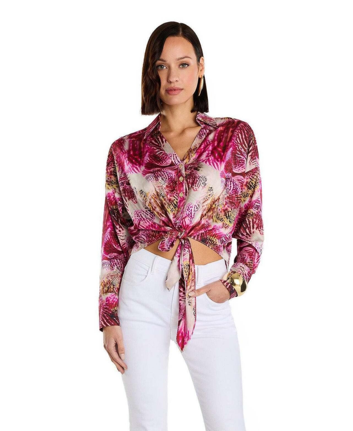 Click here for The Noli Shop Womens Cecilia Silk Tie-Front Blouse... prices