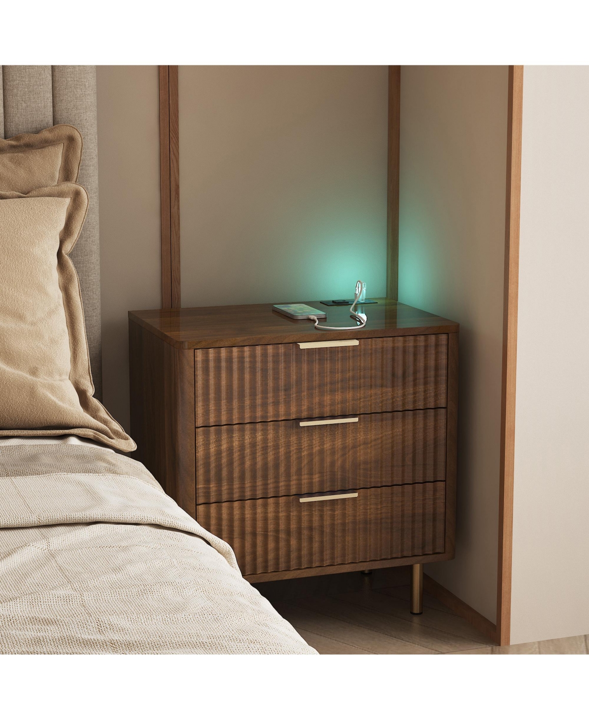 Click here for Clihome Modern Nightstand with Storage Cabinet  Ch... prices