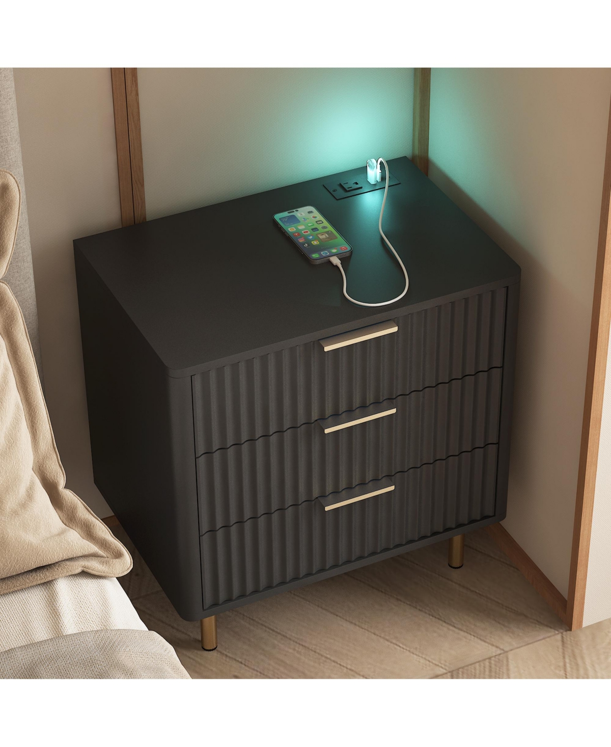 Click here for Clihome Modern Nightstand with Storage Cabinet  Ch... prices
