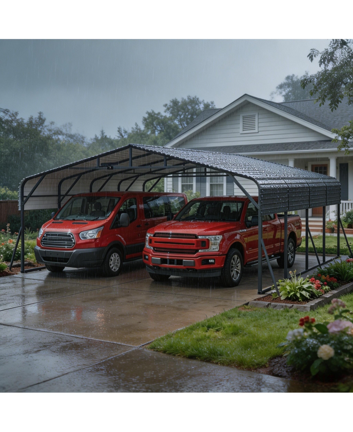 Click here for homfan Hardtop Steel Carport with Solar Light  Hea... prices