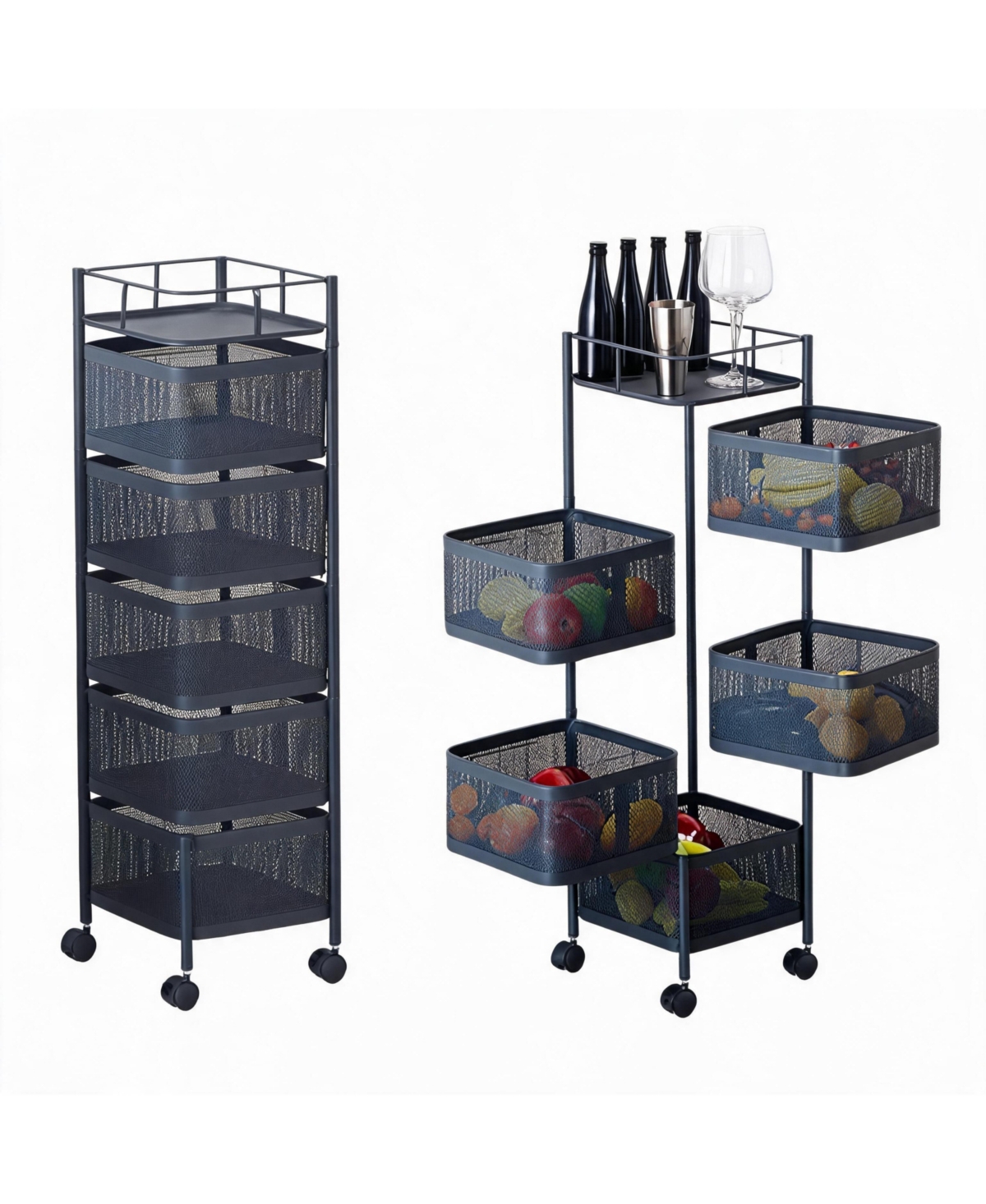 Click here for homfan 5 Tier Bar Cart  38 Inch Metal Mesh Rolling... prices